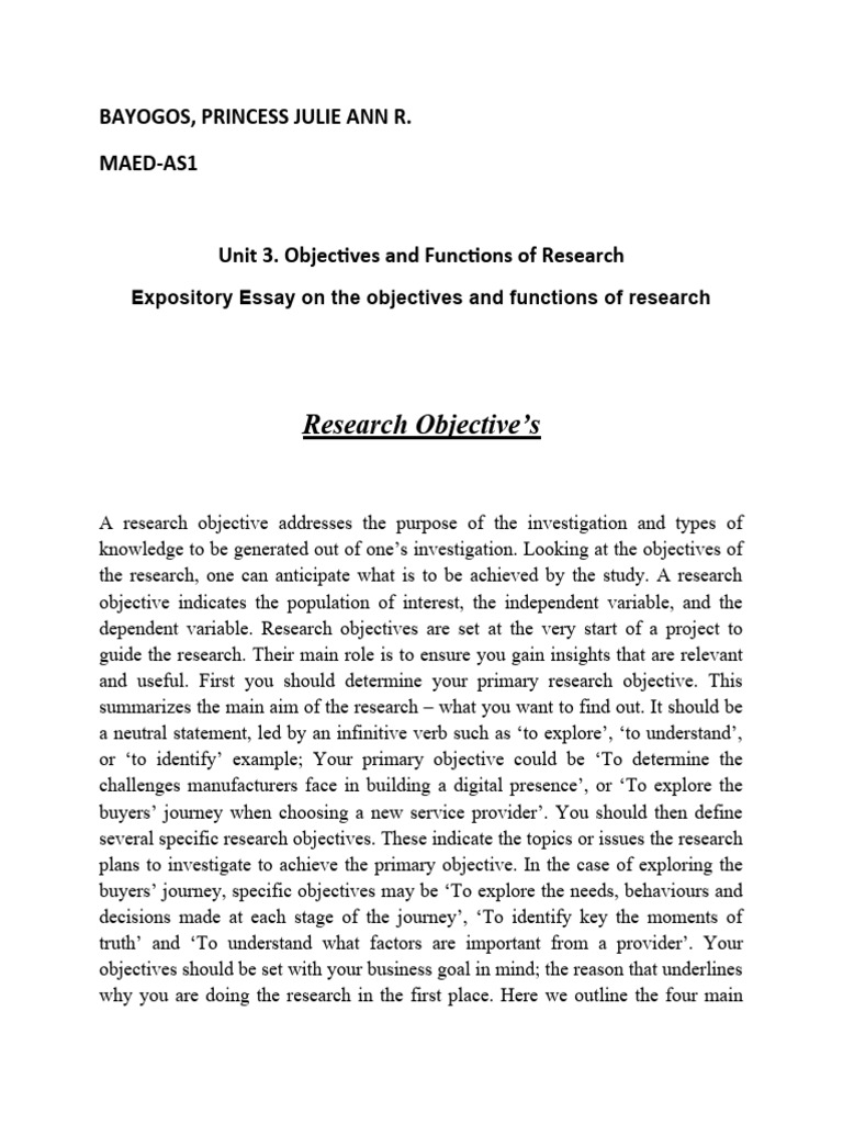 Unit 3 Objectives and Functions of Research | Download Free PDF | Decision Making | Knowledge