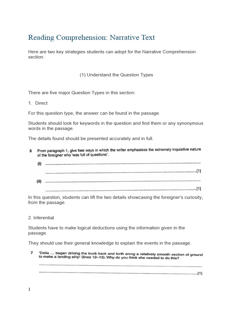 Narrative Comprehension - Strategies | PDF | Reading Comprehension | Vocabulary