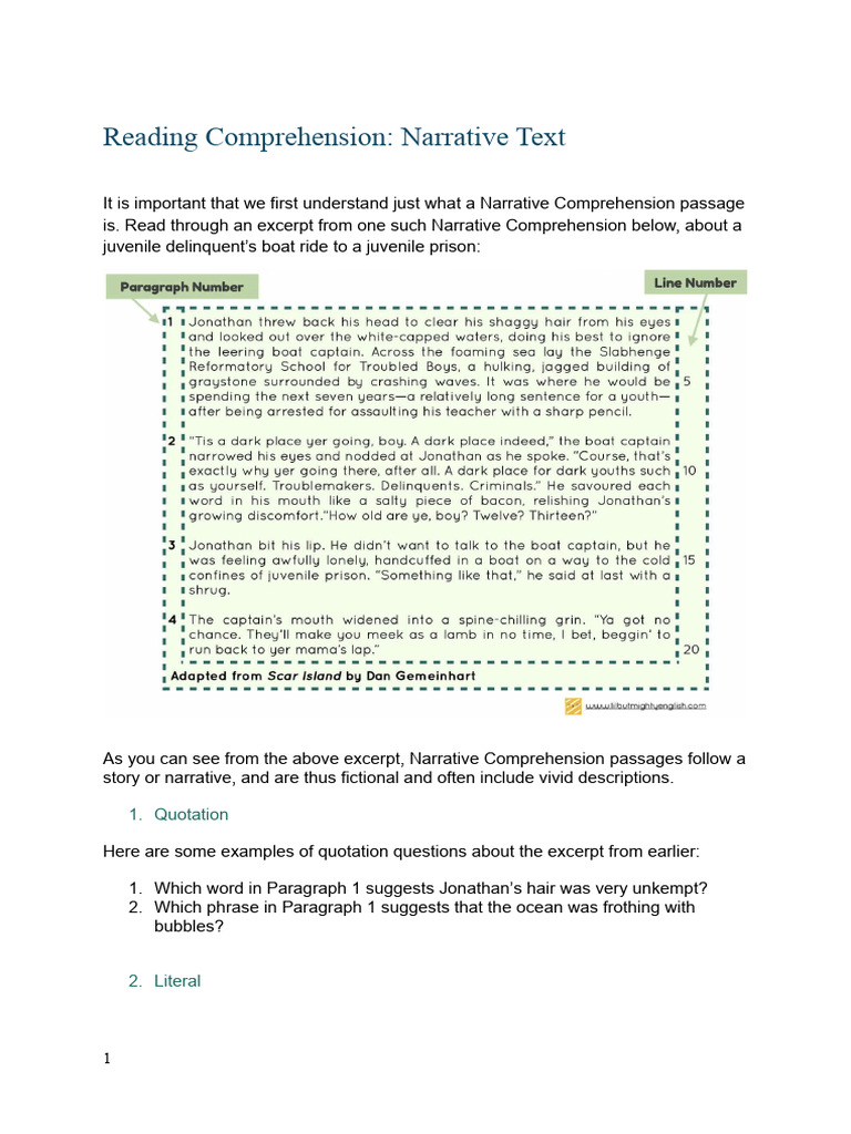 Narrative Comprehension - Tips | PDF | Vocabulary | Question