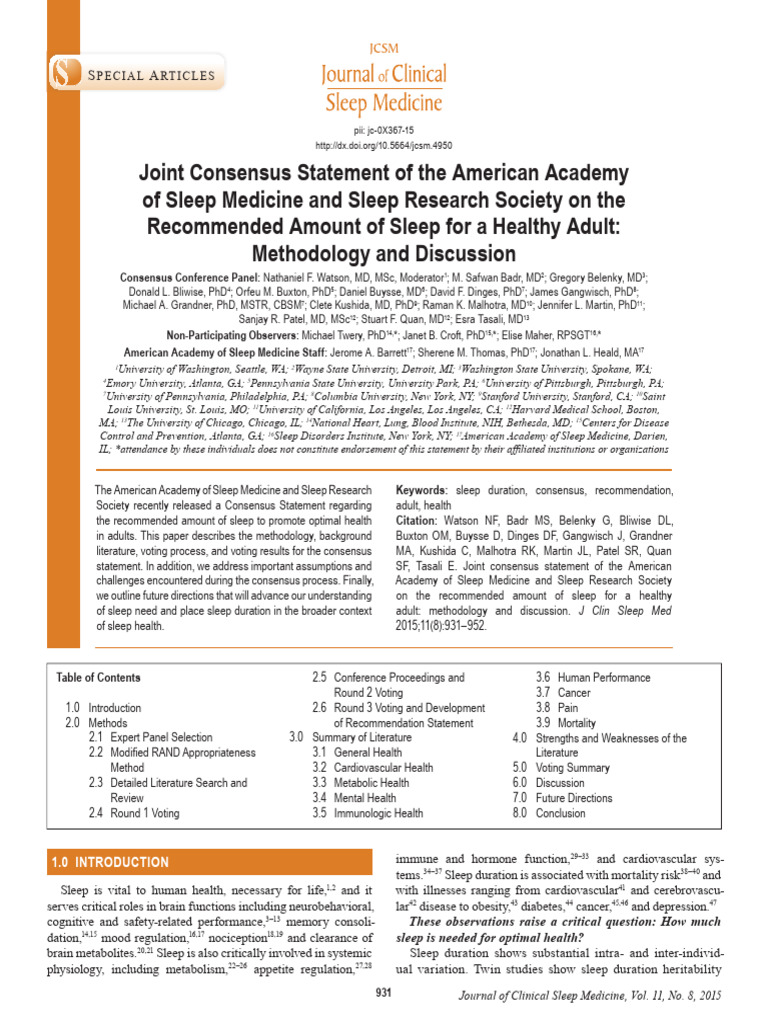 Adult Sleep Duration Methods 1 | PDF | Sleep | Clinical Medicine