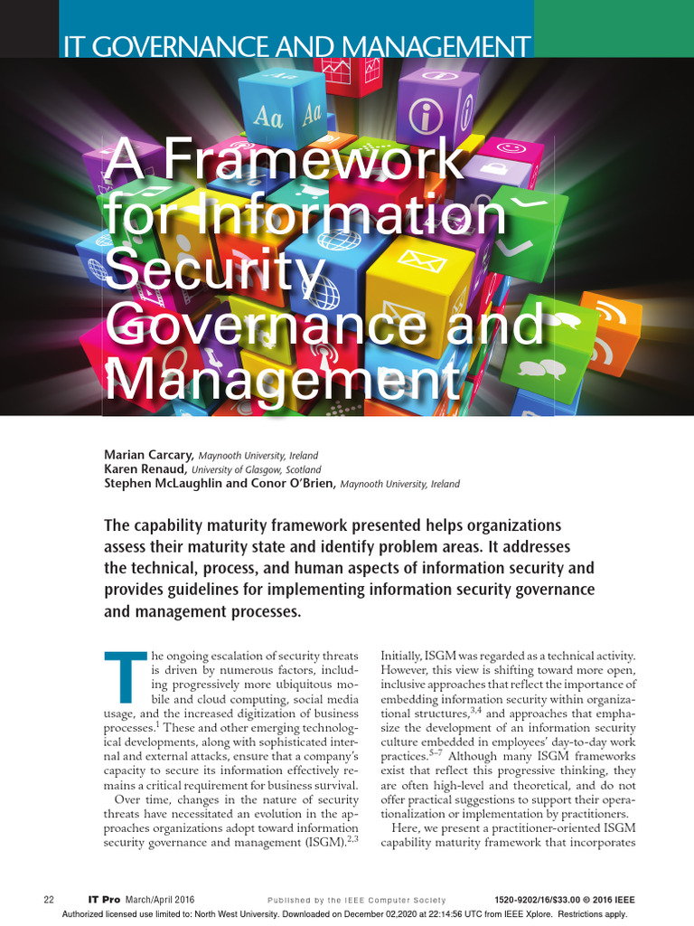 18 A Framework For Information Security Governance And Management Pdf Computer Security