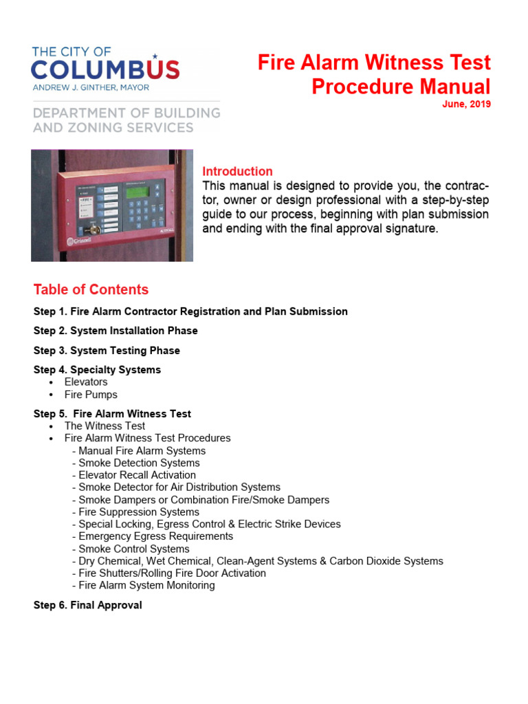 Fire Alarm Witness Procedure Manual Printer Friendly | PDF | Verification And Validation | Elevator