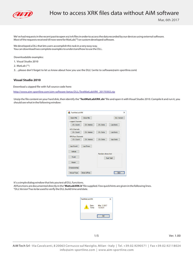 How To Access XRK Files Data Without Aim Software - 100 | PDF ...