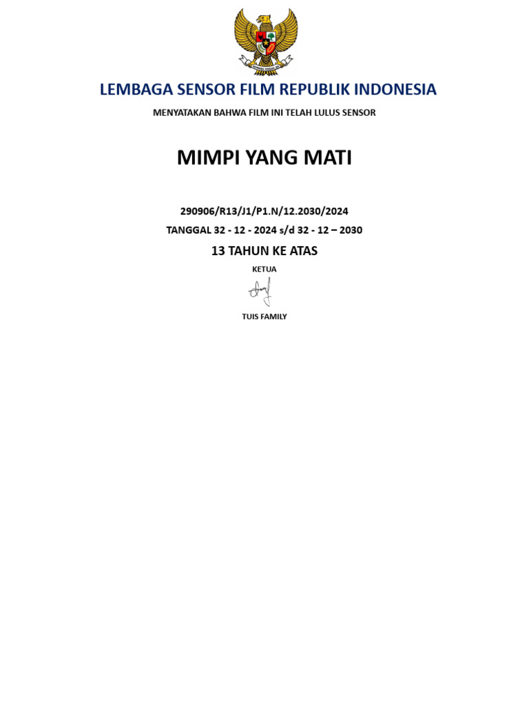 Film "Mimpi yang Mati" Lulus Sensor | PDF