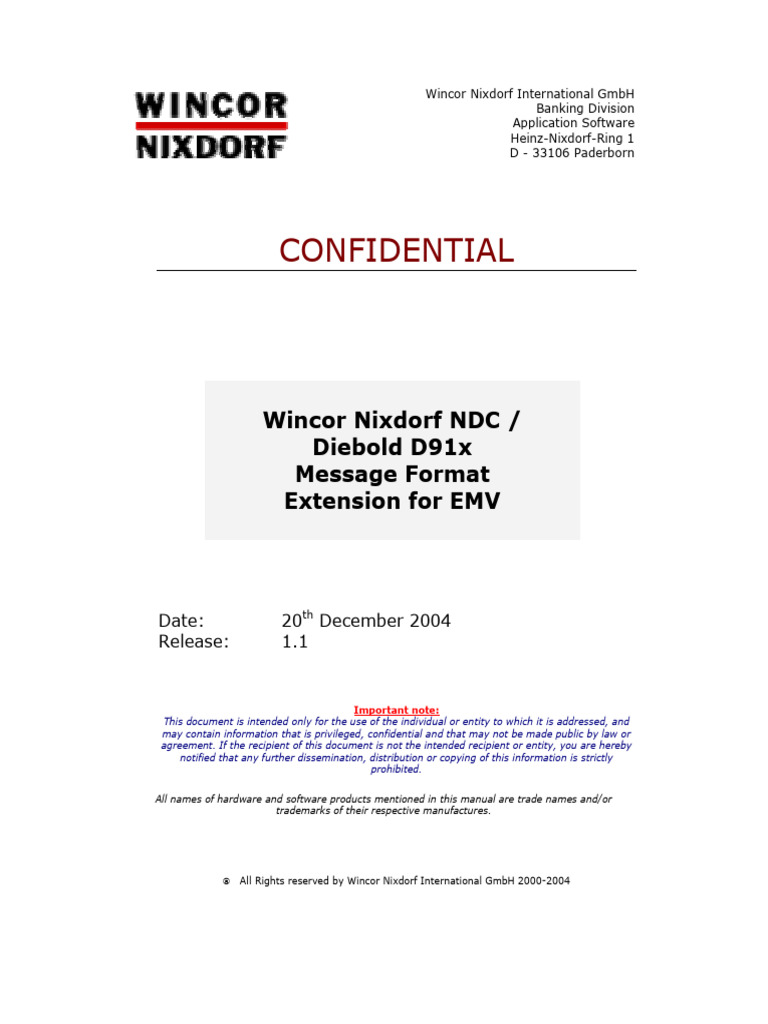 Wincor Nixdorf NDC - Extension For EMV | PDF | Emv | Smart Card
