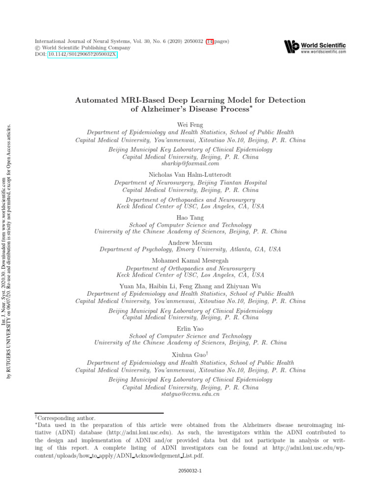 Automated MRI-Based Deep Learning Model For Detection of Alzheimer's Disease Process | PDF ...