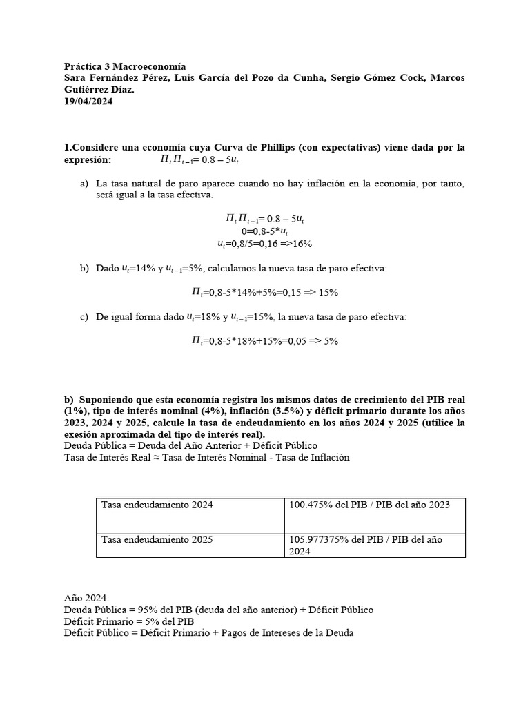 Practica 3 Macro | PDF | Deuda gubernamental | Balance presupuestario del gobierno