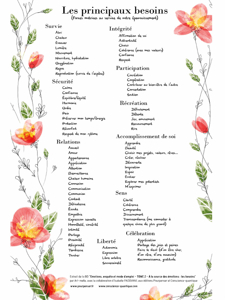 Liste Des Principaux Besoins | PDF