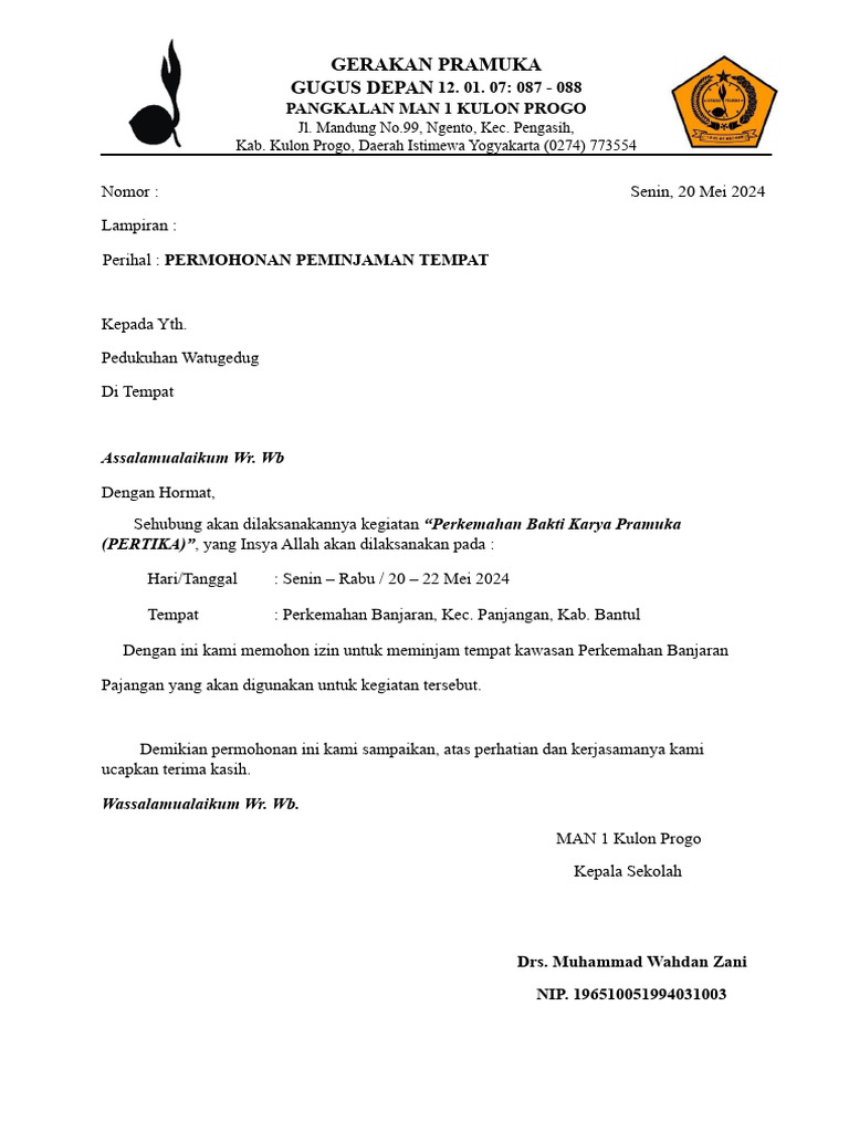 Surat Permohonan Izin | PDF