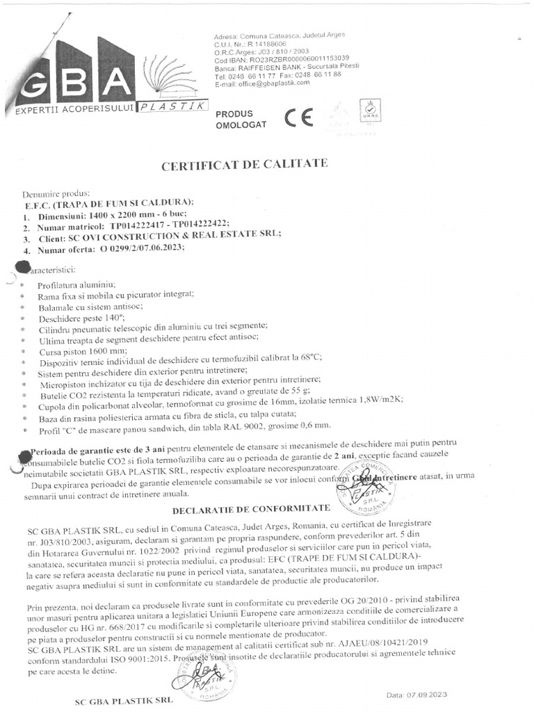 Trapa de Fum GBA PLASTIK Ovi C | PDF