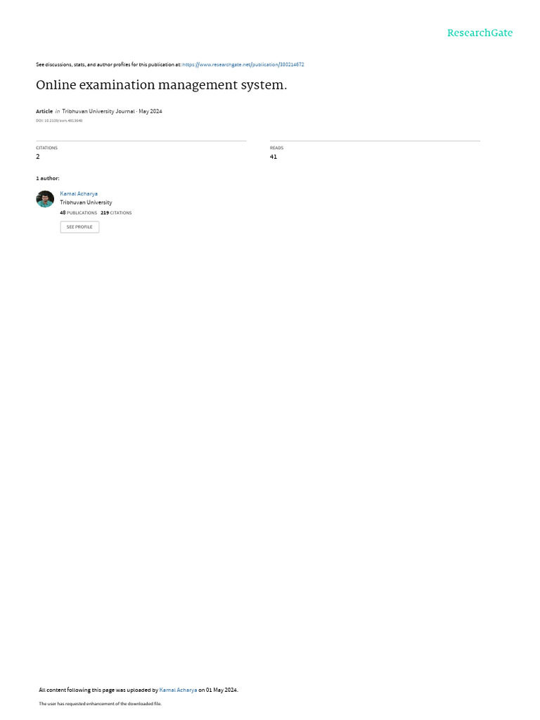 Online Examination Management System.: Tribhuvan University Journal May 2024 | PDF | Databases ...