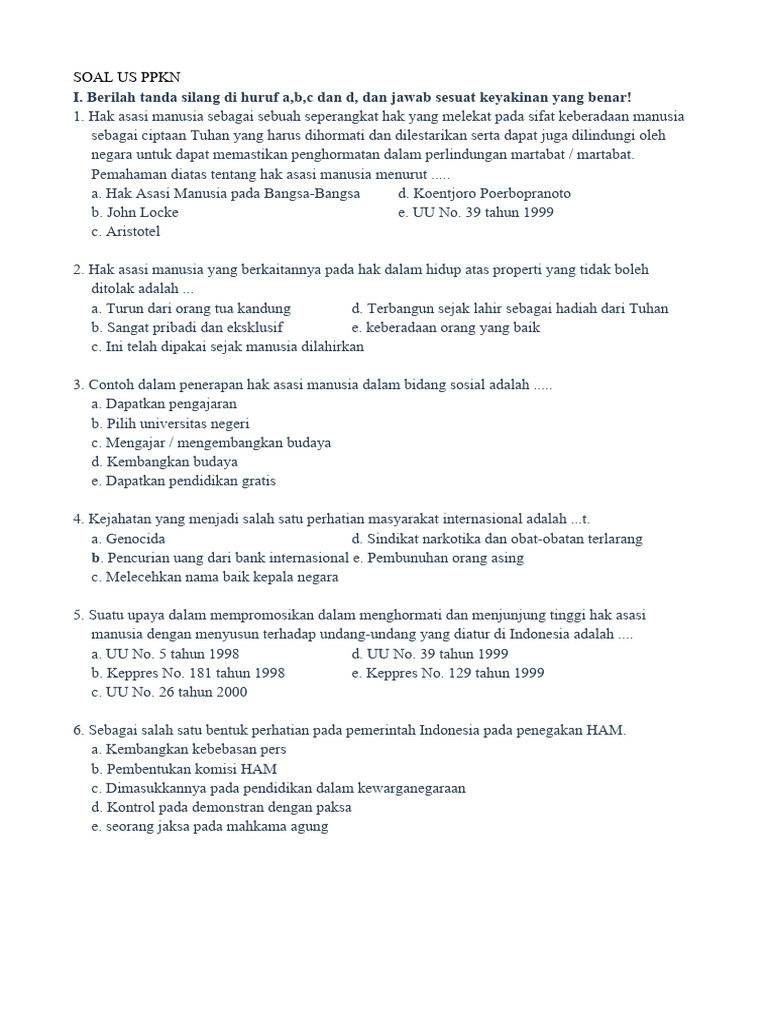 Final Soal Us PPKN Kls 12 Tahun 2024 | PDF