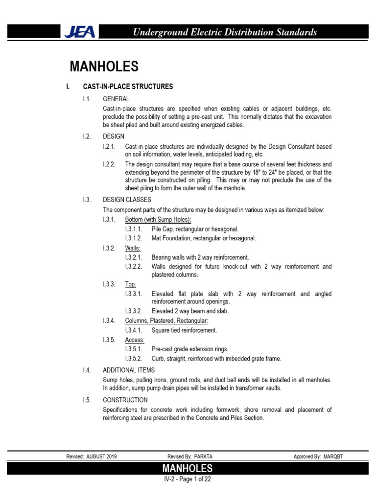UG-IV-2-Manholes | Download Free PDF | Precast Concrete | Deep Foundation