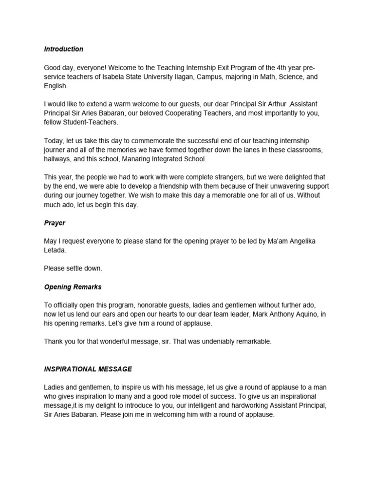 Emcee Script 1 | PDF