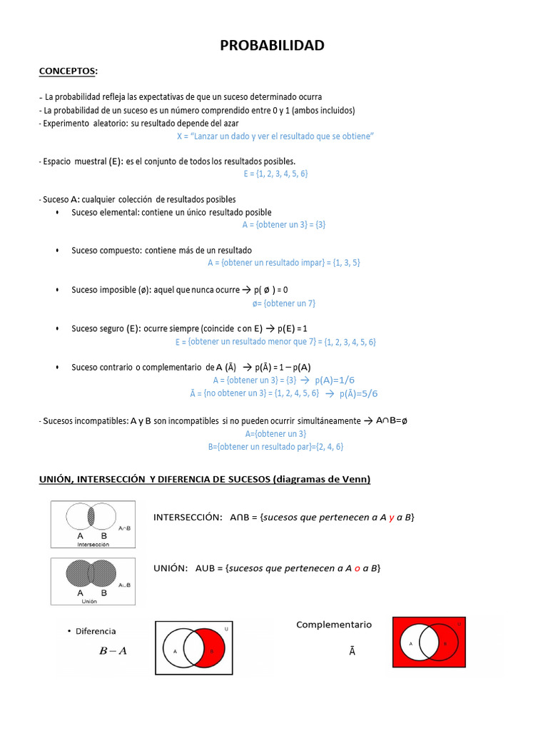 probabilidad_resumen definitivo | Descargar gratis PDF | Teoría de probabilidad | Probabilidades ...