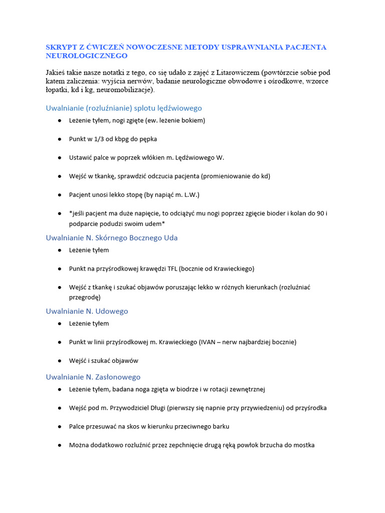 Neurologia Skrypt Cwiczenia | PDF