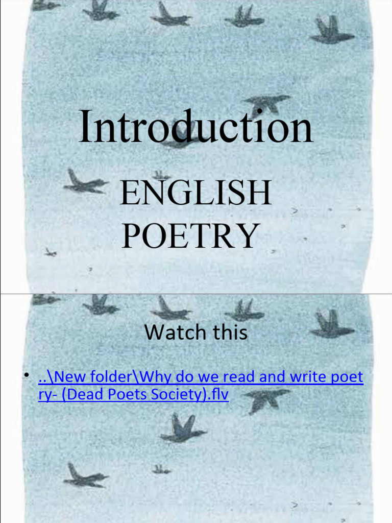 English Poetry Introduction | Download Free PDF | Poetry | Poetics