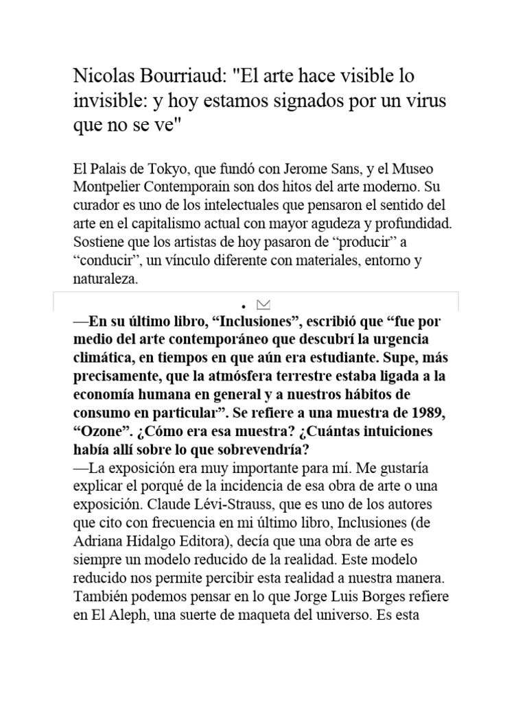 Bourriaud: Arte y la invisibilidad del virus | PDF | Pensamiento | Estética