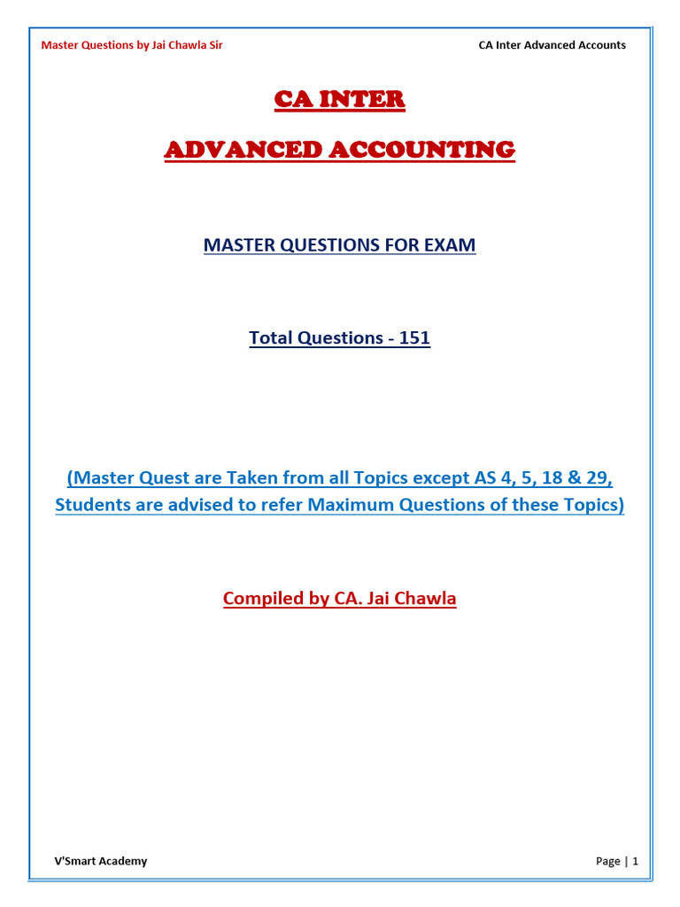 151 Master Questions by Jai Sir | PDF | Deferred Tax | Earnings Per Share