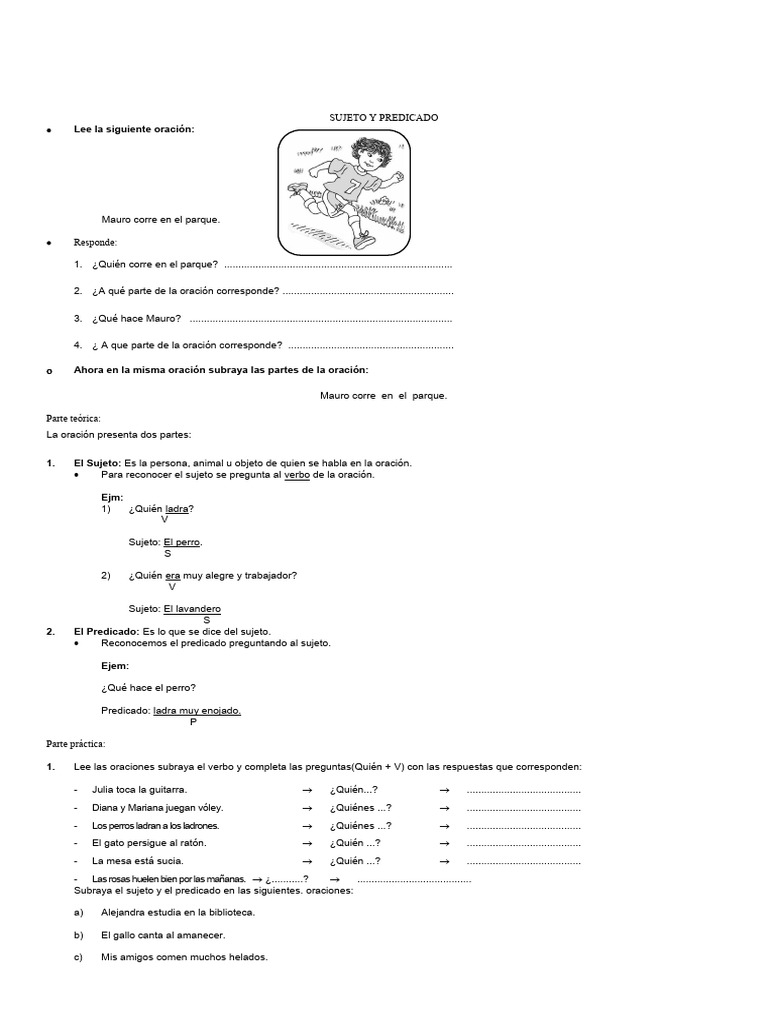 Sujeto y Predicado: Guía Práctica | PDF | Asunto (gramática ...