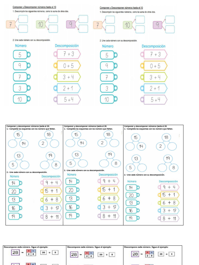 Componer y Descomponer Números Hasta El 20 | PDF