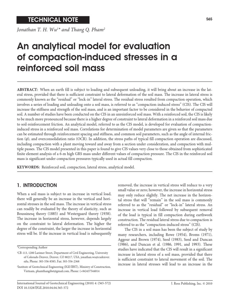 An Analytical Model For Evaluation of Compaction-Induced Stresses in A ... An Analytical Model For Evaluation of Compaction-Induced Stresses in A ...