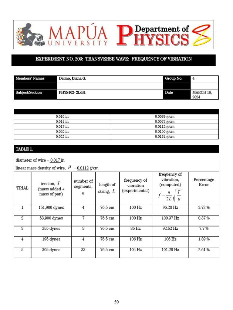 E203 - Transverse-Waves - Frequency-of-Vibration - Worksheet 2 | PDF ...