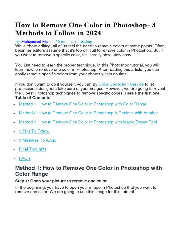 How To Remove One Color in Photoshop | PDF | Adobe Photoshop | Color