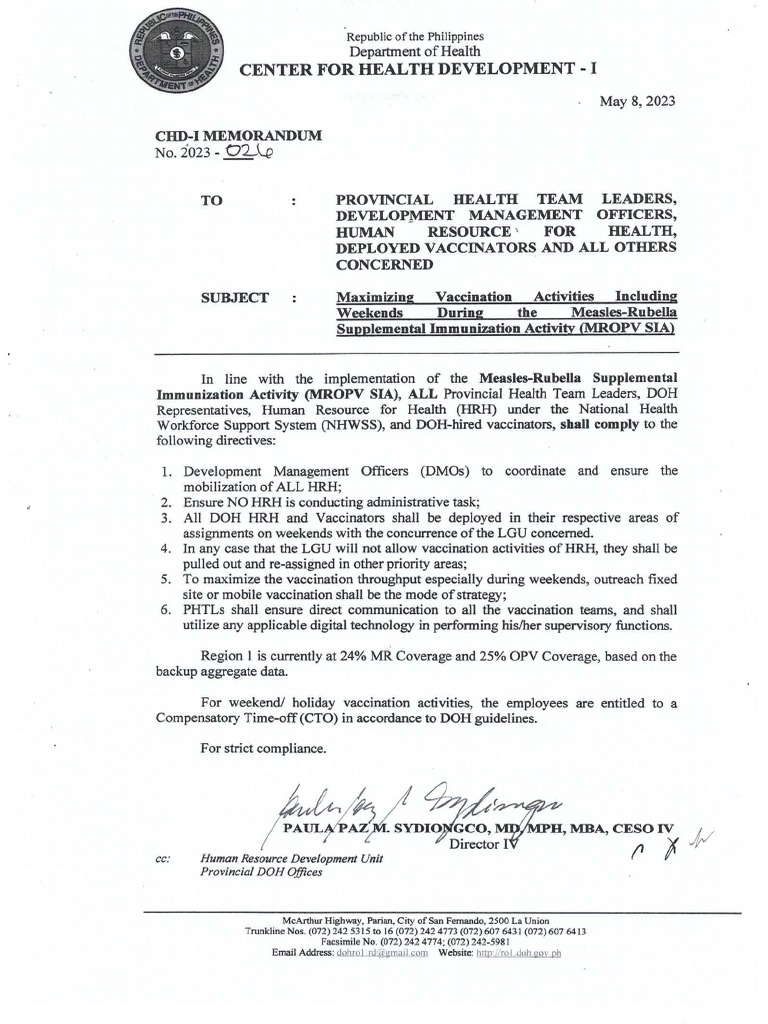 Memorandum On Maximizing Vaccination Activities | PDF
