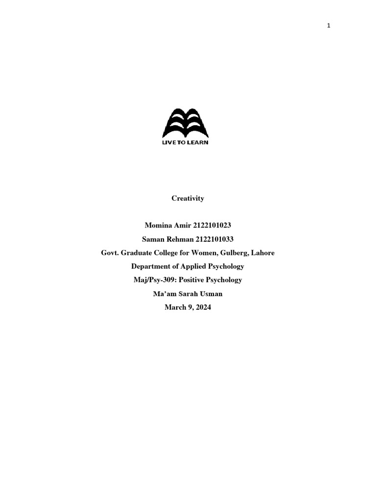 Creativity Assignment (1)-Copy | PDF | Creativity | Thought