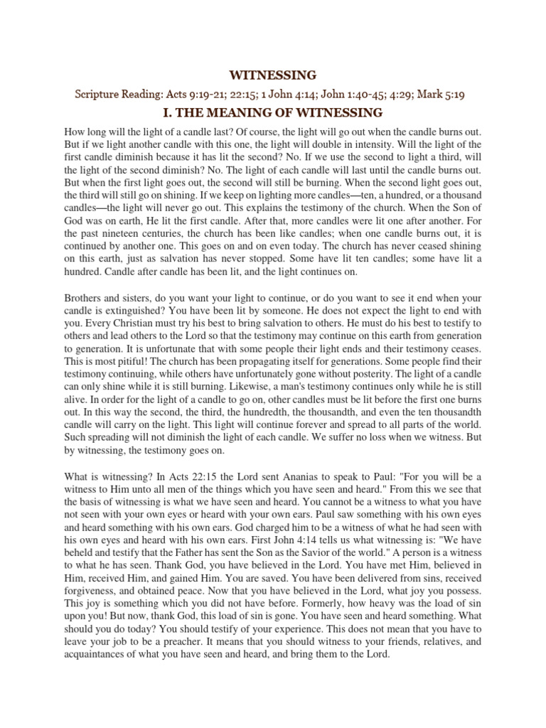 The Power of Witnessing in Christianity | PDF | Jesus | Testimony
