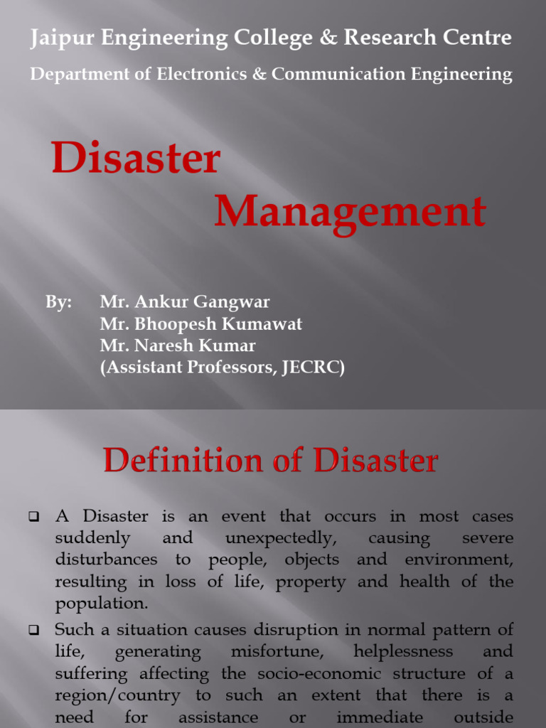 Disaster Management Unit 1 & 2 | PDF | Natural Disasters | Emergency ...