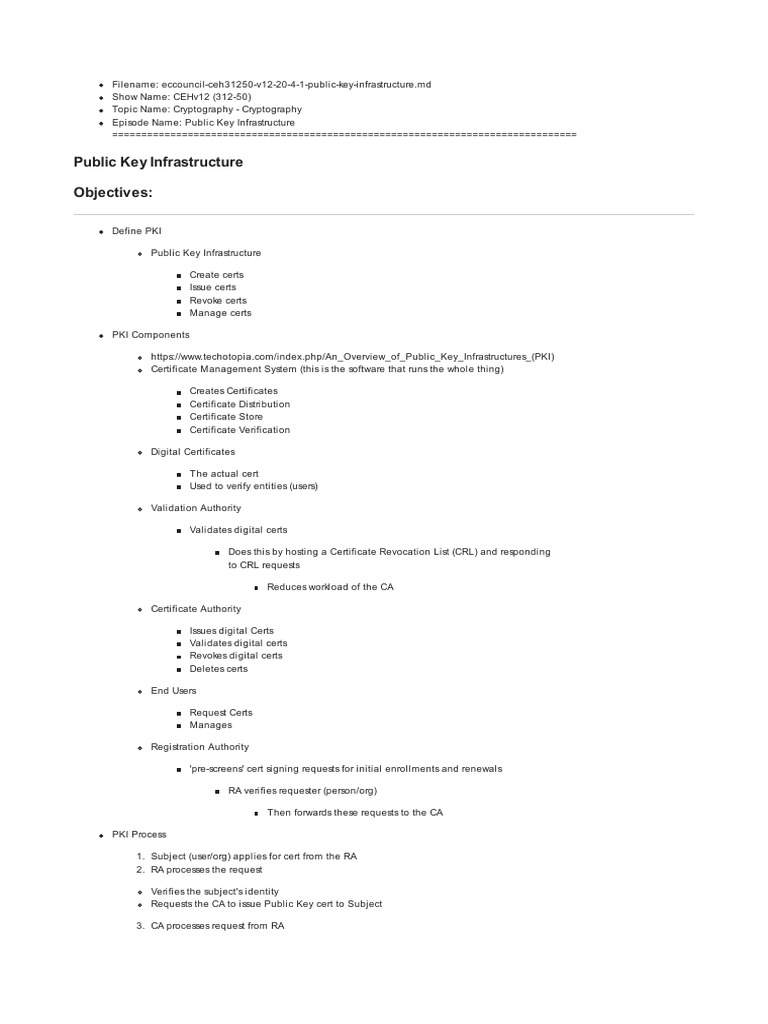 Eccouncil Ceh31250 v12!20!4 1 Public Key Infrastructure | PDF | Public Key Certificate ...