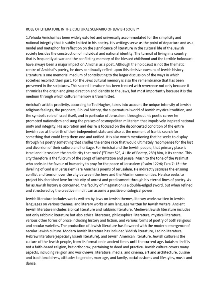 Amichai's Poetry and Jewish Identity | PDF | Palestinians | Jewish ...
