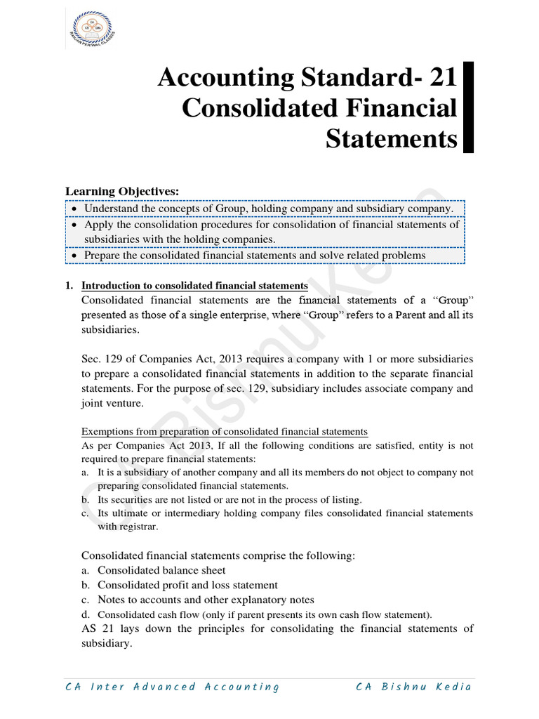 Consolidation As 21 | Download Free PDF | Equity (Finance) | Book Value