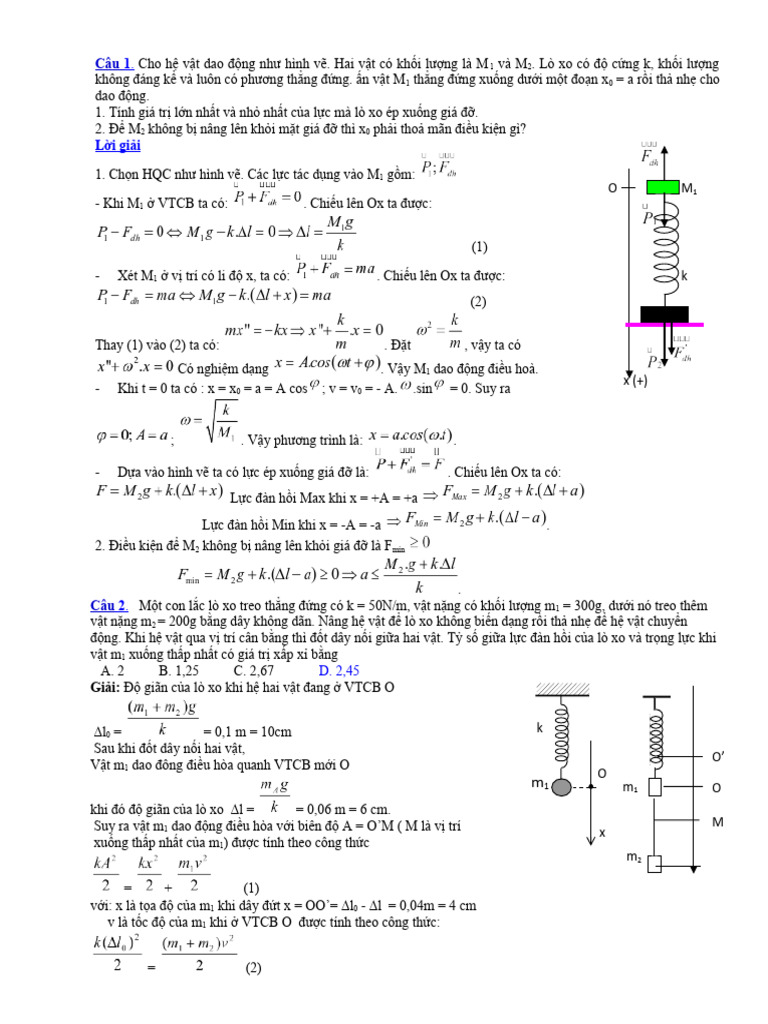 bài tập con lắc lò xo ôn hsg 1 | PDF