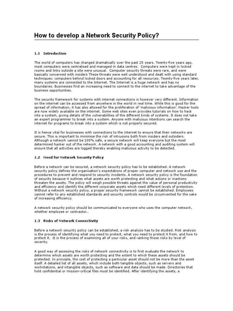 How To Develop A Network Security Policy PDF