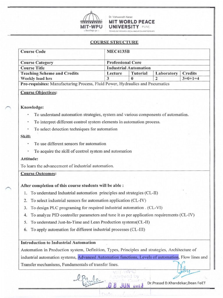 Syllabus IA | PDF | Automation | Programmable Logic Controller