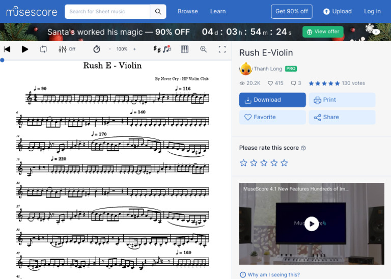 Rush E-Violin Sheet Music For Violin (Solo) | PDF