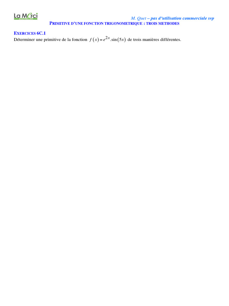 Primitive de fonctions trigonométriques | PDF