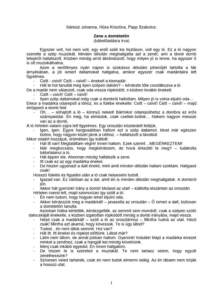 Zene A Dombteton Mese | PDF
