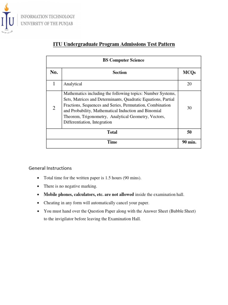 BSCS Test Pattern 2024 | PDF