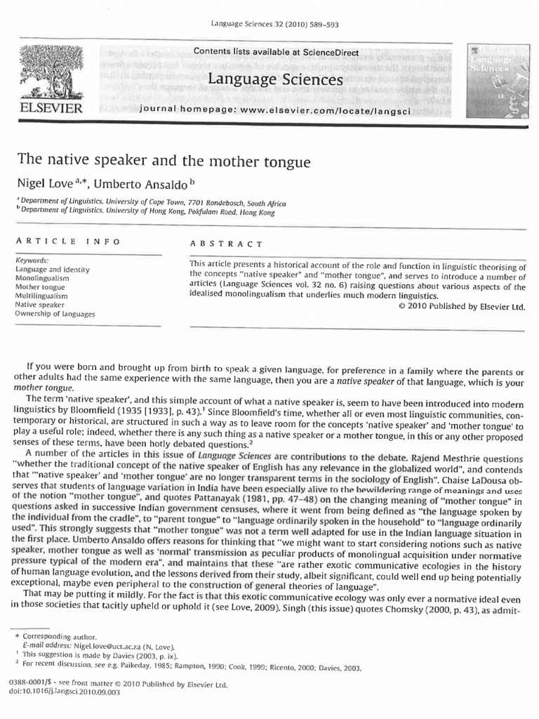 The Native Speaker and The Mother Tongue | PDF