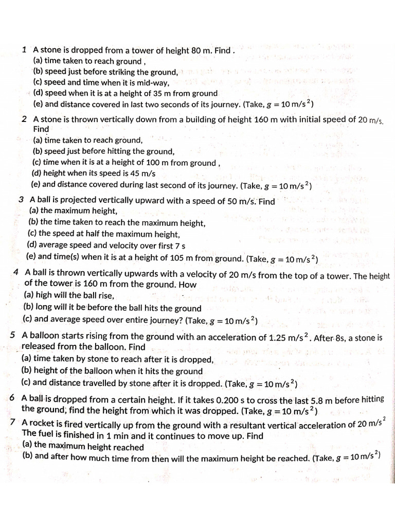 Vertical Motion Under Gravity | PDF