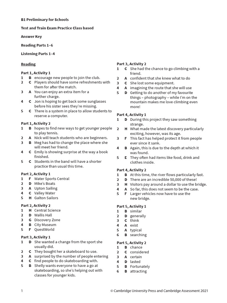 B1 Preliminary Exam Practice Guide | PDF