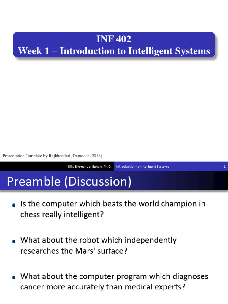 L01 - Introduction To Intelligent Systems | PDF | Artificial Intelligence | Intelligence (AI ...