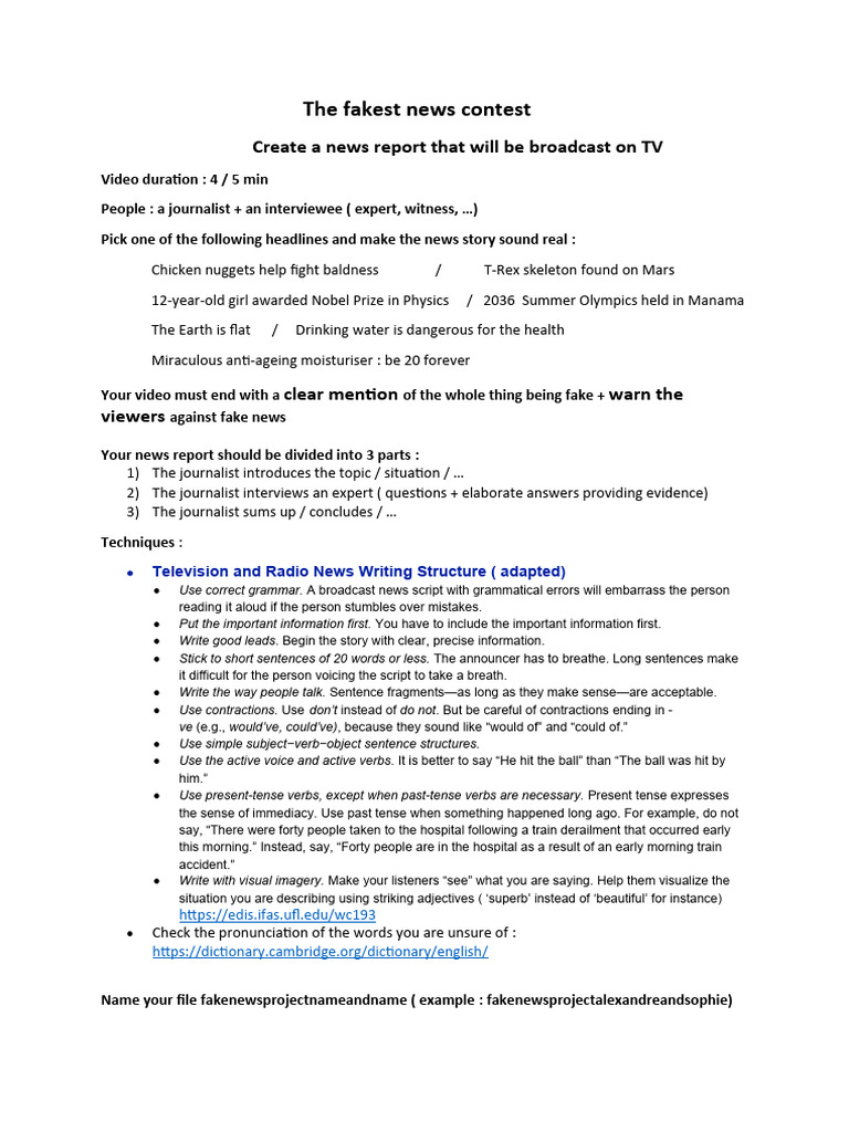 Creating a Fake News Report | PDF | News | Linguistic Morphology