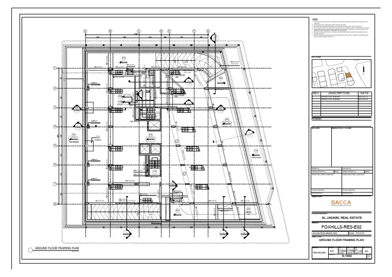 RES-E02-2202-S-1002 GROUND FLOOR FRAMING PLAN | PDF | Building Technology | Structural Engineering