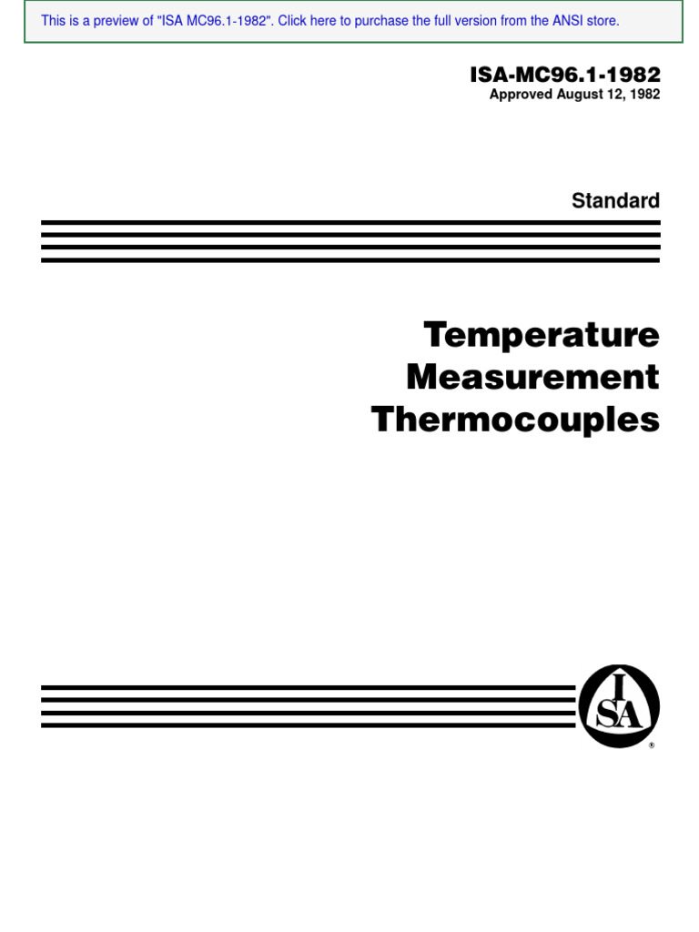 Preview ISA+MC96.1-1982 | PDF | Thermocouple | International System Of ...
