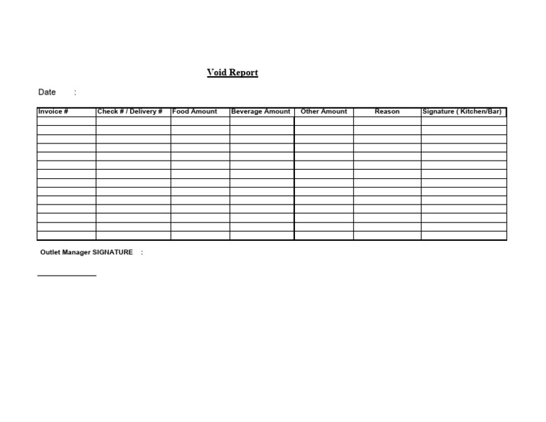 Void Report Template for Managers | PDF